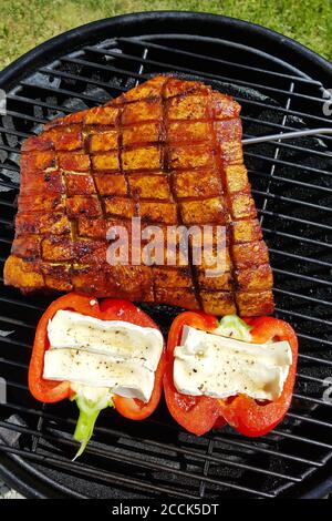 good Tasty grilled meat on a grill plate Stock Photo - Alamy