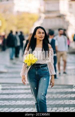 Beautiful bouquet of flowers on street flower vendor Stock Photo - Alamy