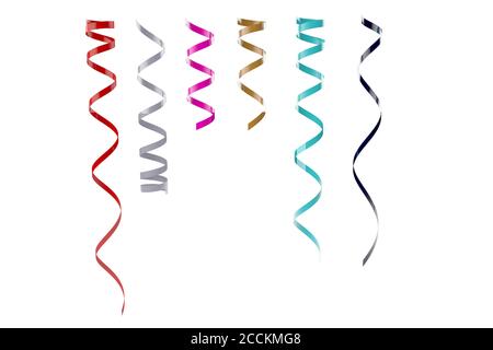 coloured streamers cut out and isolated on a white background Stock ...