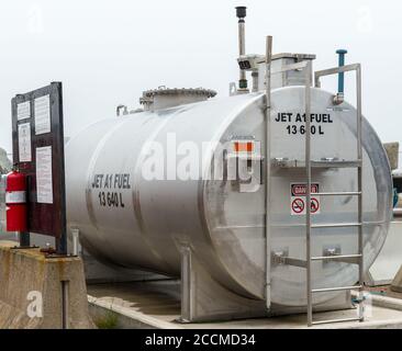 Jet-A1 aviation fuel tank farm feed pipe Stock Photo - Alamy