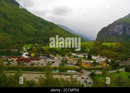 Views of Flåm-a village in southwestern Norway, in an area known for ...
