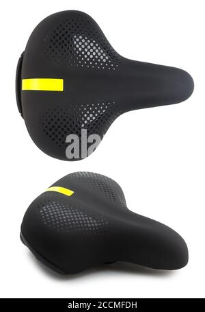 Bicycle seat in two angles. Top view and side view. Isolated on white ...