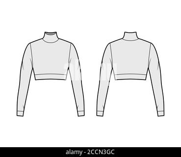 Template cropped turtleneck sweater vector illustration flat sketch ...
