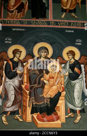 Virgin Mary Byzantine Fresco or Wall Painting in Narthex of the ...