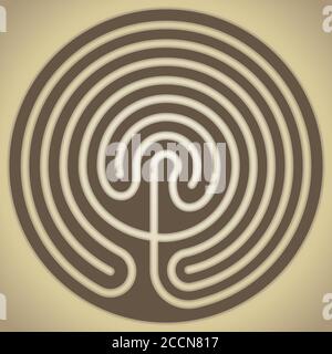 In the vector illustration, a maze puzzle where the boy needs to get to ...