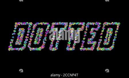 Colorful 3D writing of $8 text with small objects over a dark ...
