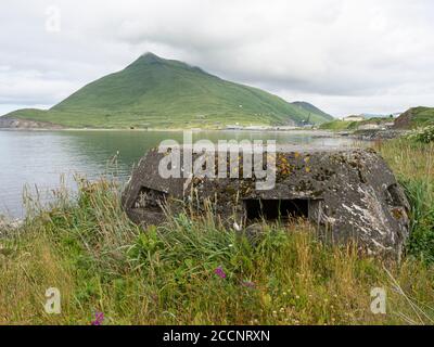Remnants of WWII bunkers in Dutch Harbor in the community of Unalaska ...