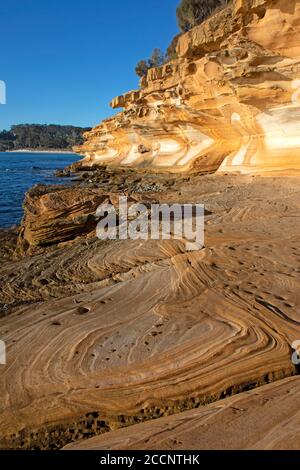 Painted cliffs at Maria Island National Park east coast of Tasmania ...