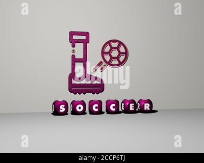 SOCCER cubic letters with 3D icon on the top, 3D illustration Stock ...