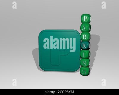 parking text beside the 3D icon, 3D illustration Stock Photo - Alamy