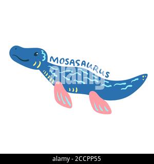 Cartoon mosasaurus dinosaur character. Isolated vector cretaceous ...
