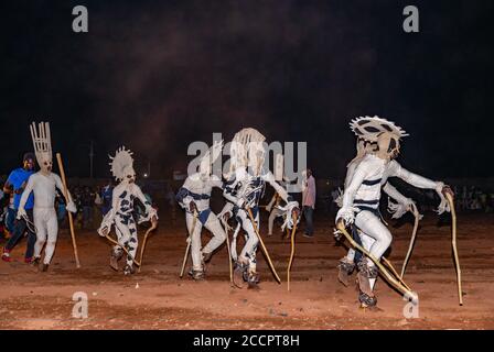 Masks Dance at Festima Festival in Dedougou, Burkina Faso Stock Photo ...