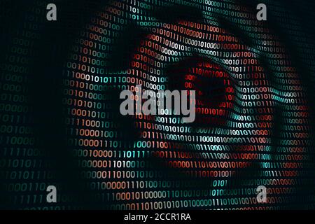 Colorful digital binary data digits and streaming binary code ...