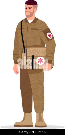 Military doctor semi flat RGB color vector illustration Stock Vector ...