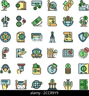 Credit union icons set, outline style Stock Vector Image & Art - Alamy