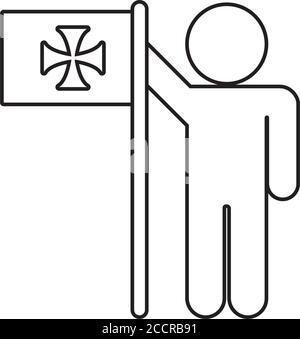 human figure with columbus day flag flat style icon vector illustration ...