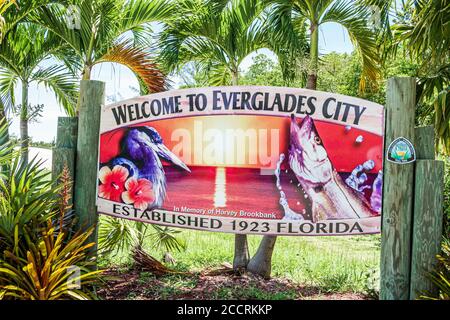 Florida, Everglades City, welcome sign Stock Photo - Alamy