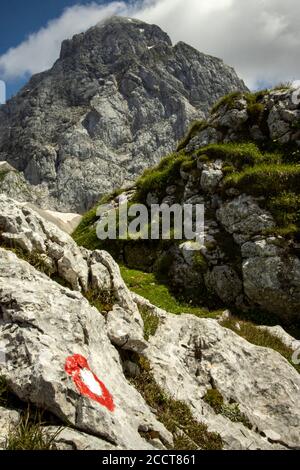 A beautiful view of the Mangart Saddle, Triglav National Park, Slovenia ...