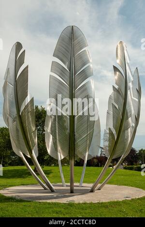 Stainless steel eagle feathers sculpture as The Kindred Spirits Choctaw ...