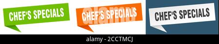 chef's specials banner sign. chef's specials speech bubble label set ...