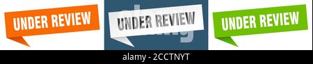 under review banner. under review speech bubble, label, sticker, ribbon ...