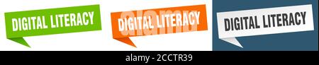 digital literacy sign. digital literacy paper origami speech bubble ...