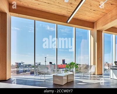 Modern timber frame office building Stock Photo - Alamy