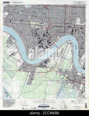 Jefferson Parish Louisiana Riverfront New Orleans Map 1951 Stock Photo ...
