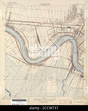 Jefferson Parish Louisiana Riverfront New Orleans Map 1951 Stock Photo ...