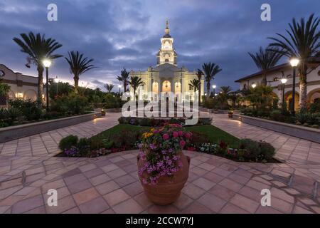 Fountains in the courtyard of the Tijuana Temple of the Church of Jesus ...