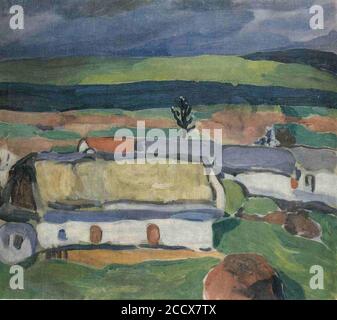 *Pred bouri* (1911) by Jindrich Prucha is a painting depicting a rural ...