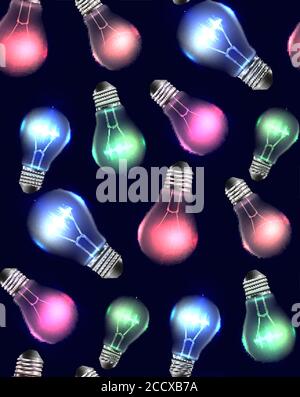 Christmas seamless pattern with electric garland. New Year print 10 eps ...