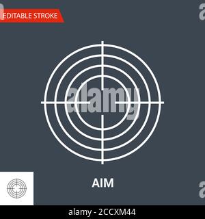 aim icon linear thin line icon graphics set black and white Stock ...