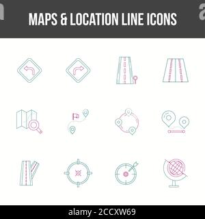 Unique icon set of maps & location line icons Stock Vector Image & Art ...