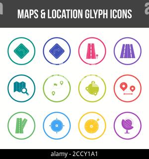 Unique set of maps & location 6 glyph icons Stock Vector Image & Art ...
