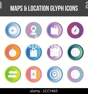 Unique Maps & location Glyph icon set Stock Vector Image & Art - Alamy