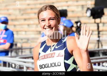 Luminosa Bogliolo (ITA) poses after winning the women's 100m hurdles in ...