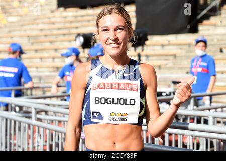 Luminosa Bogliolo (ITA) poses after winning the women's 100m hurdles in ...