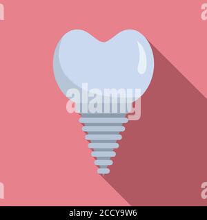 Ceramic tooth implant icon. Flat illustration of ceramic tooth implant ...