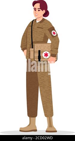 Military doctor semi flat RGB color vector illustration Stock Vector ...
