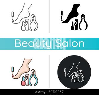 Nail manicure service icon with master and client. Cosmetology ...