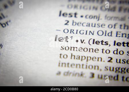 Word or phrase Let in a dictionary Stock Photo - Alamy