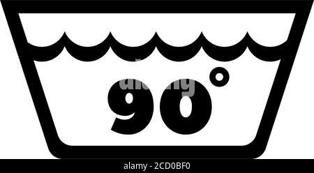 Wash at 90 degree label logo design. Water temperature 90C. Laundry ...