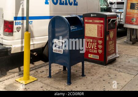 us postal service blue mailbox dropbox and grey relay mail box on ...