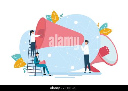 People communicate over internet using computer. Vector illustration ...
