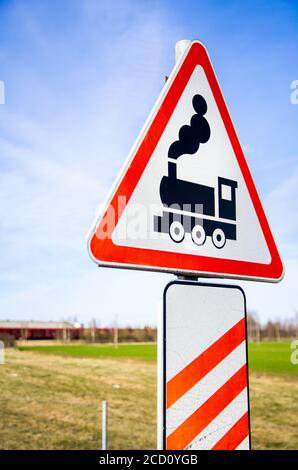 stop sign at a railway freight depot in the uk Stock Photo - Alamy