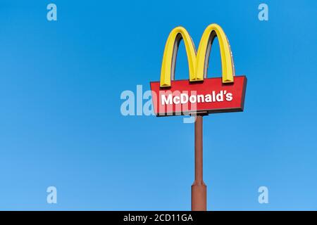 A McDonald's drive thru menu board at a McDonald's in Modesto ...