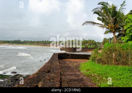 View of the bastion and remains of Sinquerim Fort at Candolim, Goa ...