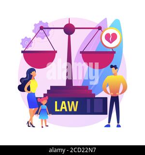Matrimonial law abstract concept vector illustration. Family law, matrimonial property, child ...