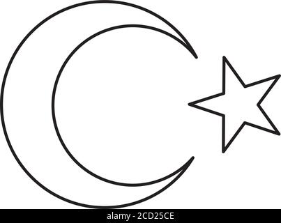 turkey crescent moon icon over white background, flat style, vector ...